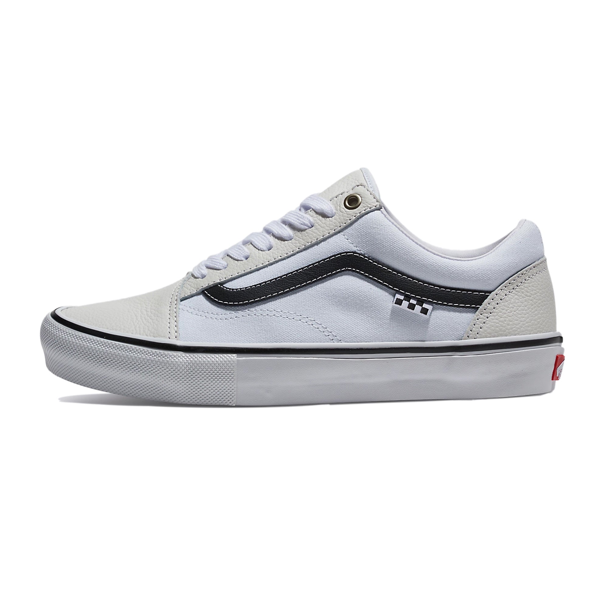 Vans Skate Old Skool Leather Shoes-White-White – J&R Bicycles, Inc.